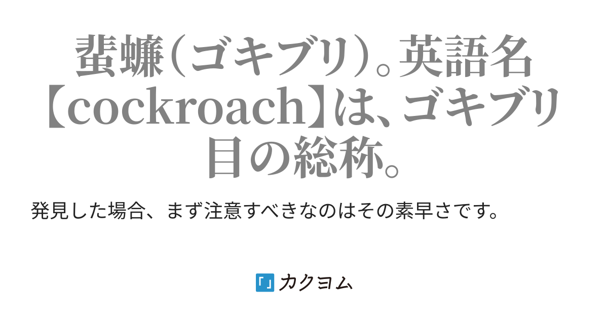 【短編1015文字】正しいゴキブリの処理方法『3分で星新一のようなショートを読んでみませんか？』（ツネワタ） カクヨム