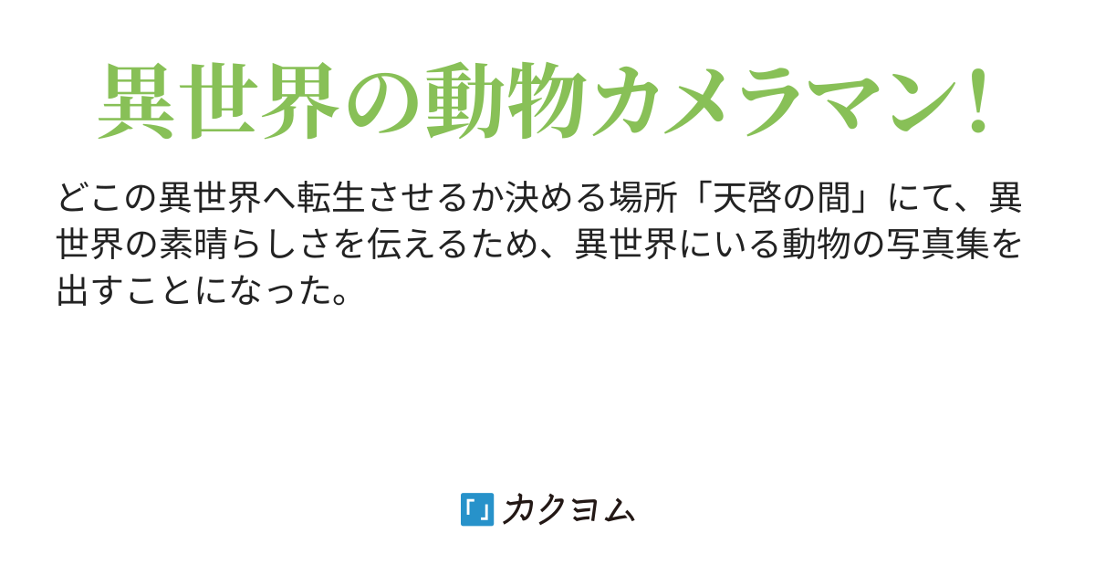 異世界のカメラマン(まめでんきゅうねこ) カクヨム