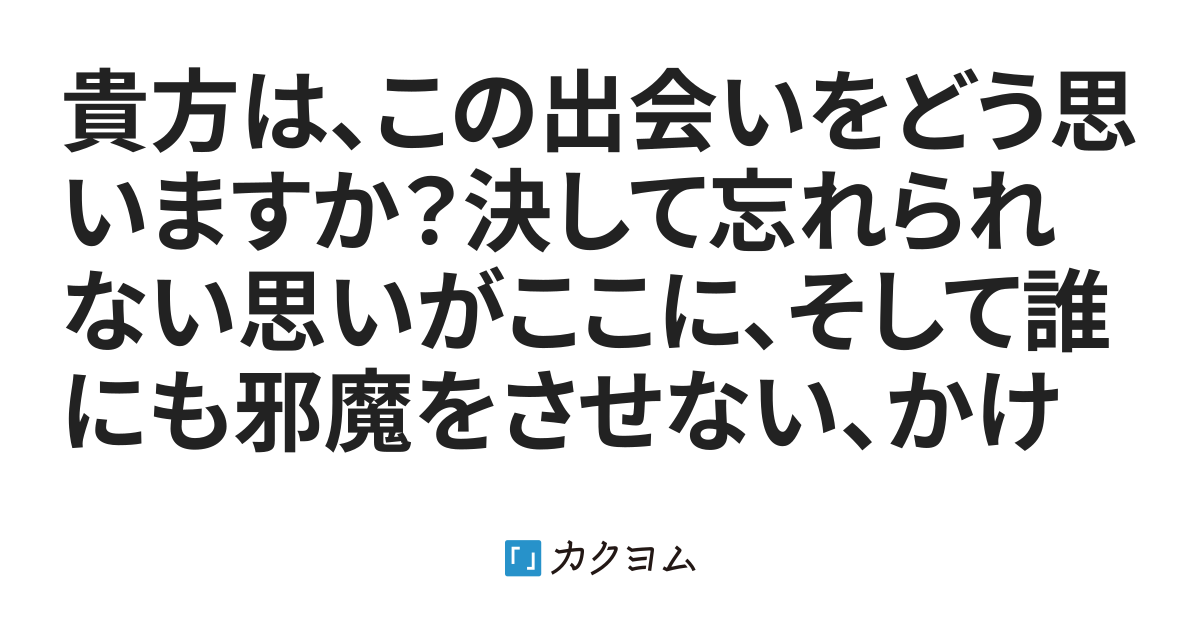 貴方は、この出会いをどう思いますか?決して忘れられない思いがここに、そして誰にも邪魔をさせない、かけがえの無い君に捧ぐ。(masanosuke