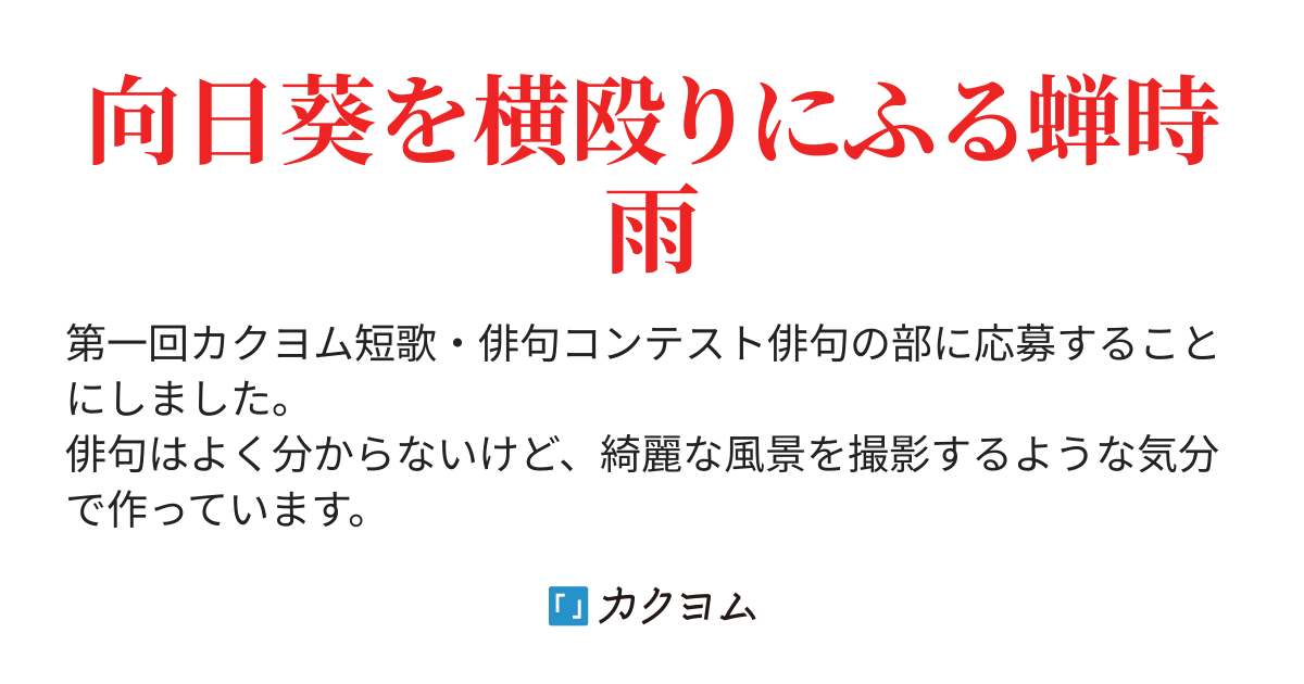 第1回カクヨム短歌・俳句コンテスト俳句の部（曇空 鈍縒） カクヨム