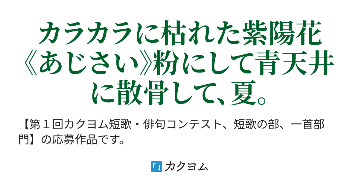 【第1回カクヨム短歌・俳句コンテスト 短歌の部】（松井祥子） カクヨム