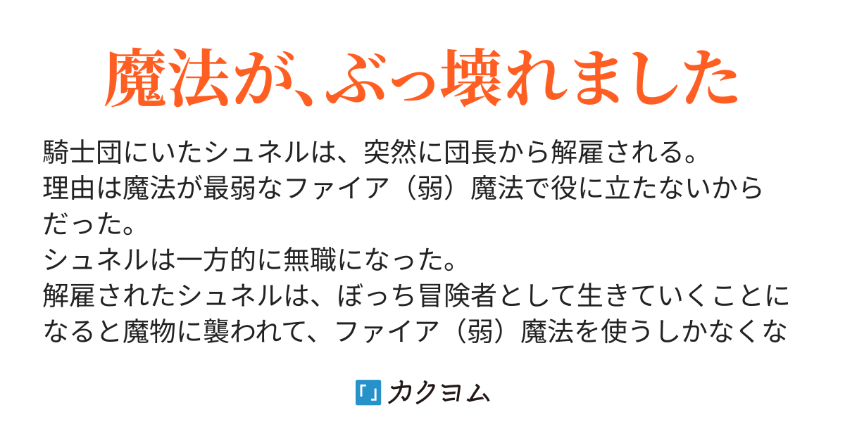 俺の魔法がぶっ壊れていた 騎士団を解雇されたけど魔術式を自由に書き換えできて、底辺から無双します（おーちゃん） カクヨム