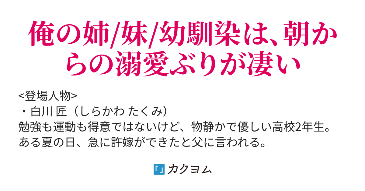 ただの高校生だった俺に許嫁ができたので、溺愛してきていた姉と妹と幼馴染を振り払って恋愛します!【第1話】(瑠栄) カクヨム