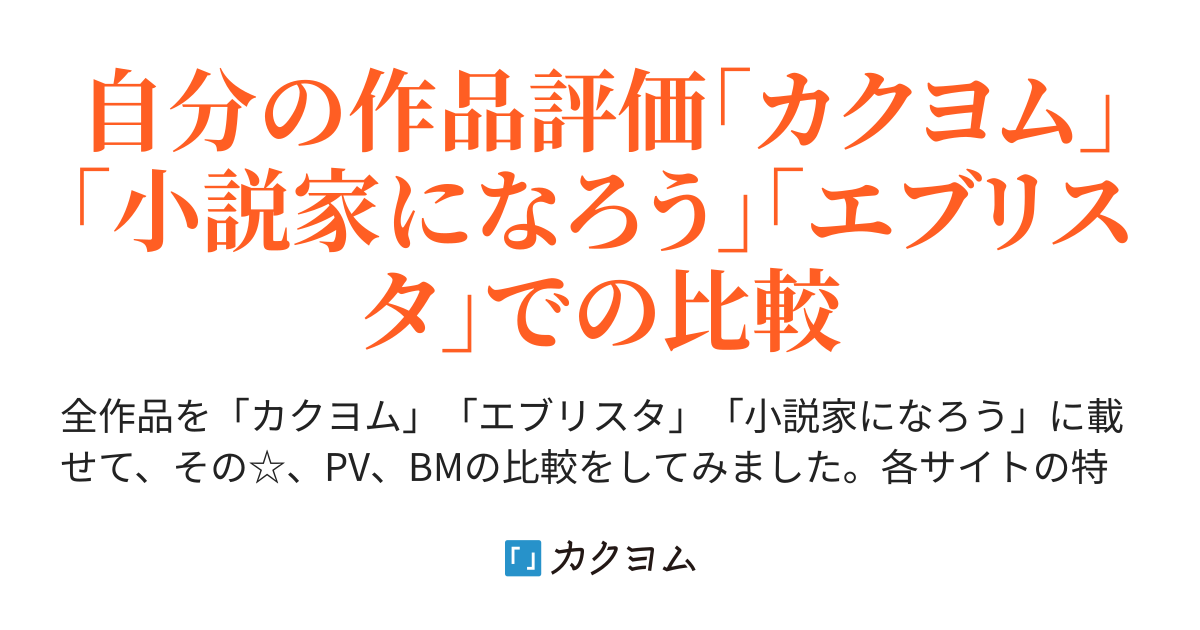 「カクヨム」「エブリスタ」「小説家になろう」比較と考察（サイト比較エッセイシリーズ①）（源公子） カクヨム