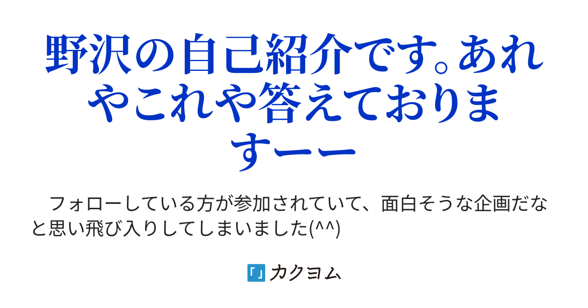 【宣伝もできる! 執筆者さんに聞きたい10の質問】(野沢 響) カクヨム